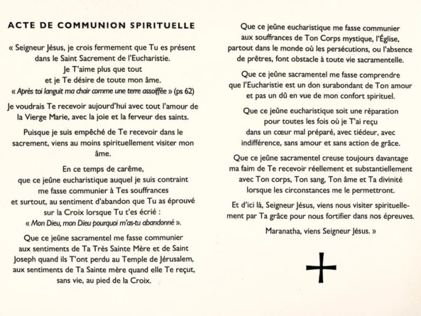 Acte de communion spirituelle - Unité Pastorale des Sources Vives